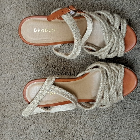 BAMBOO | Shoes | Bamboo Rafia Braided Platform Wedge Shoes | Poshmark